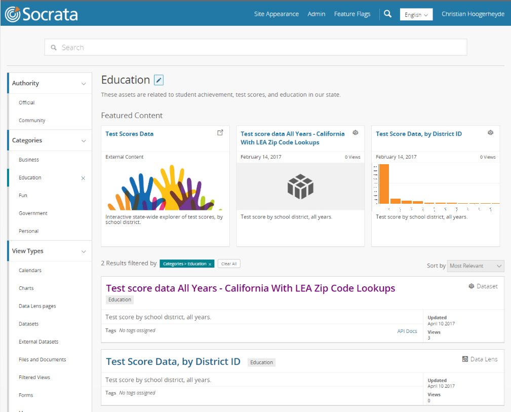 Featured Content for the Data Catalog – Socrata Customer Center